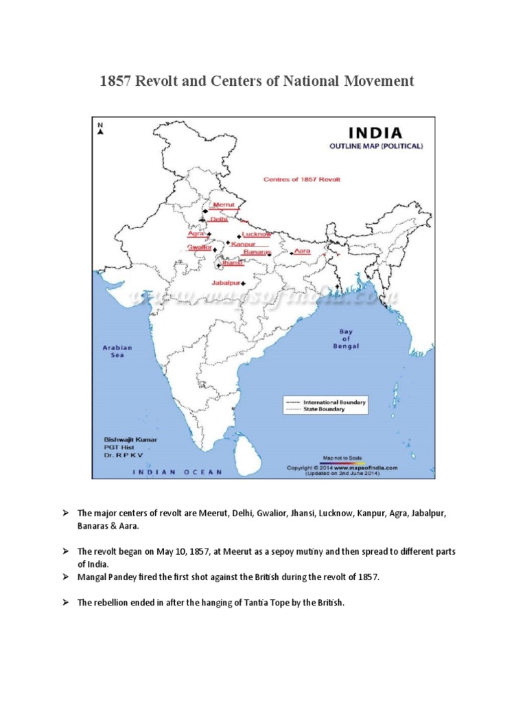 Main Centers of the 1857 Revolt | PDF | Travel