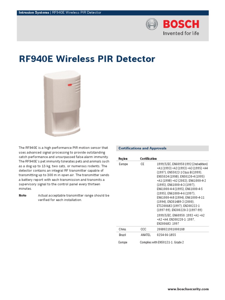 Detector Wireless Rf940e | PDF | Sensor | Security Alarm