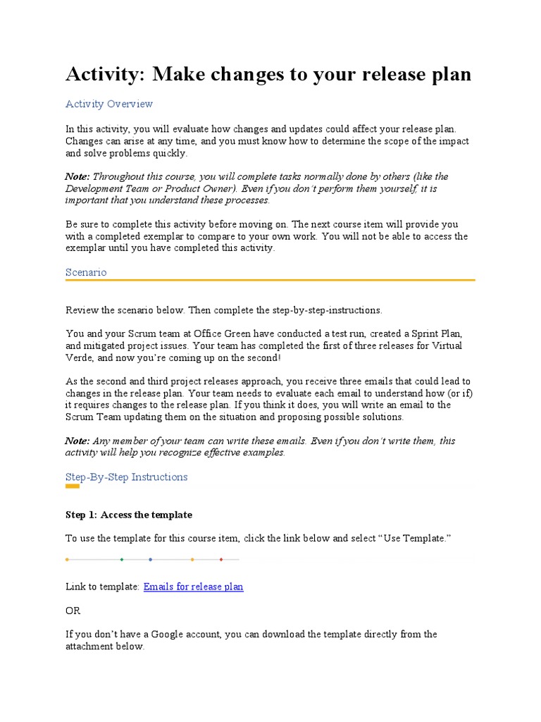 Activity - Make changes to your release plan | PDF | Scrum (Software ...