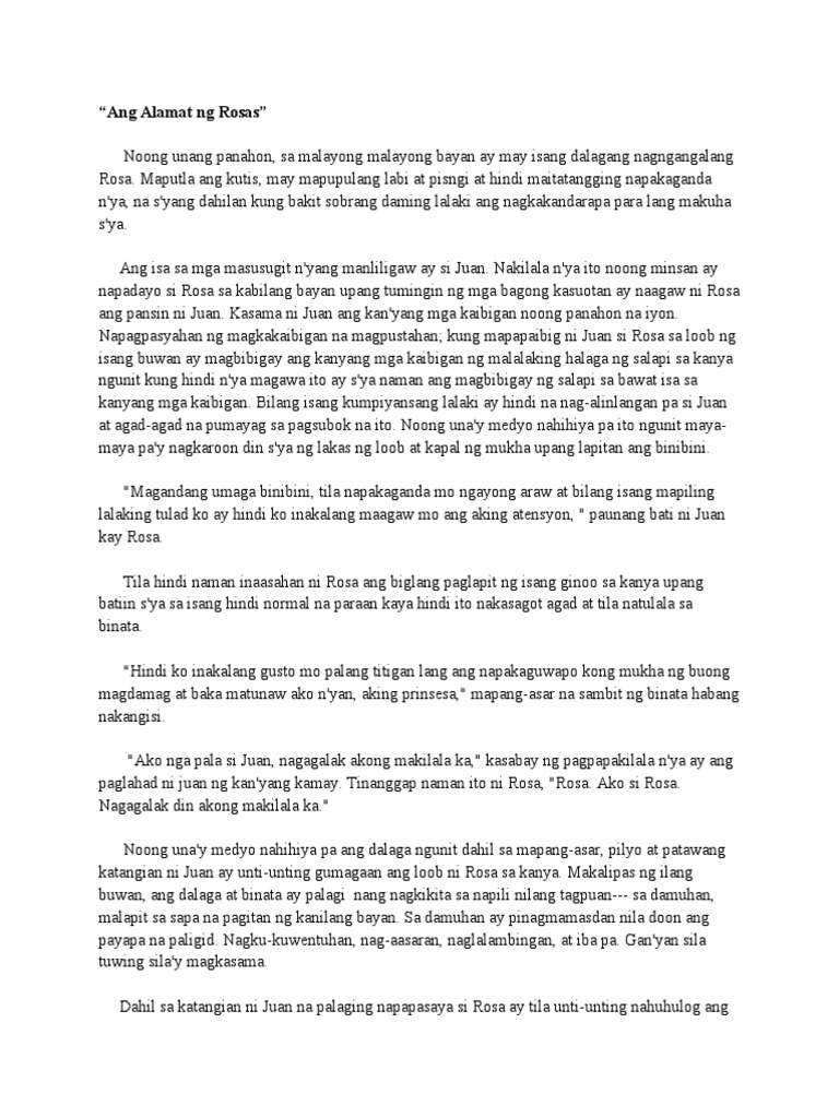 Ang Alamat NG Rosas | PDF