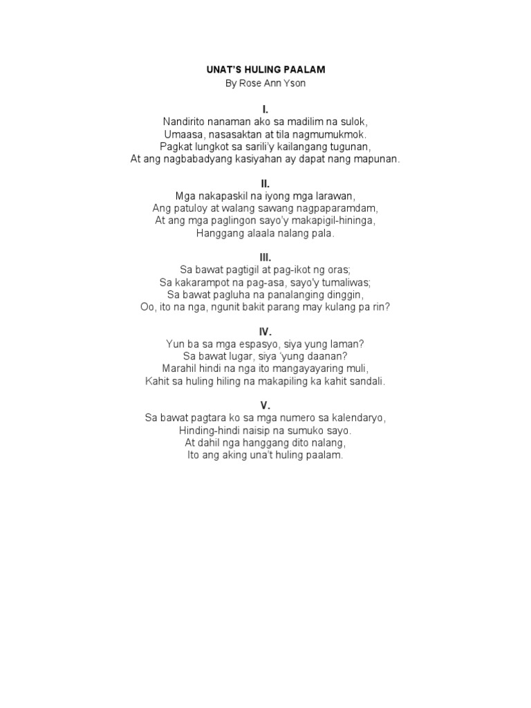 Una't Huling Paalam | PDF