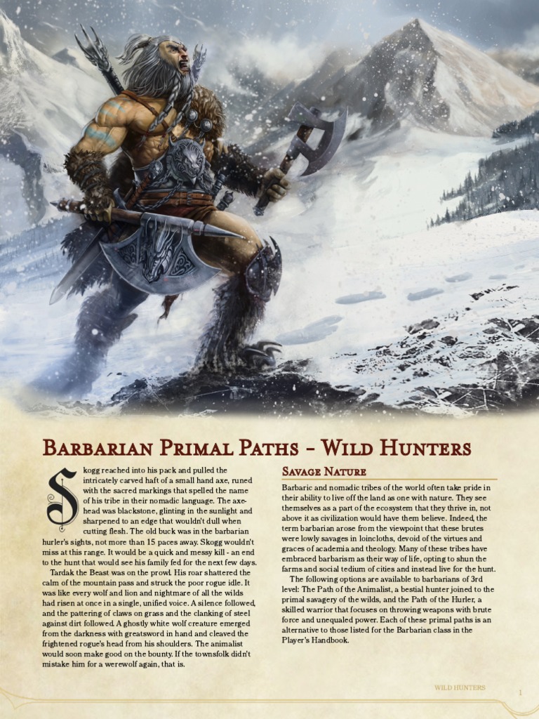 Barbarian Primal Paths - Wild Hunters v1.0 | PDF | Predation