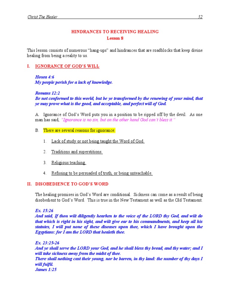 Hindrances to Divine Healing | PDF | Jesus | Faith Healing