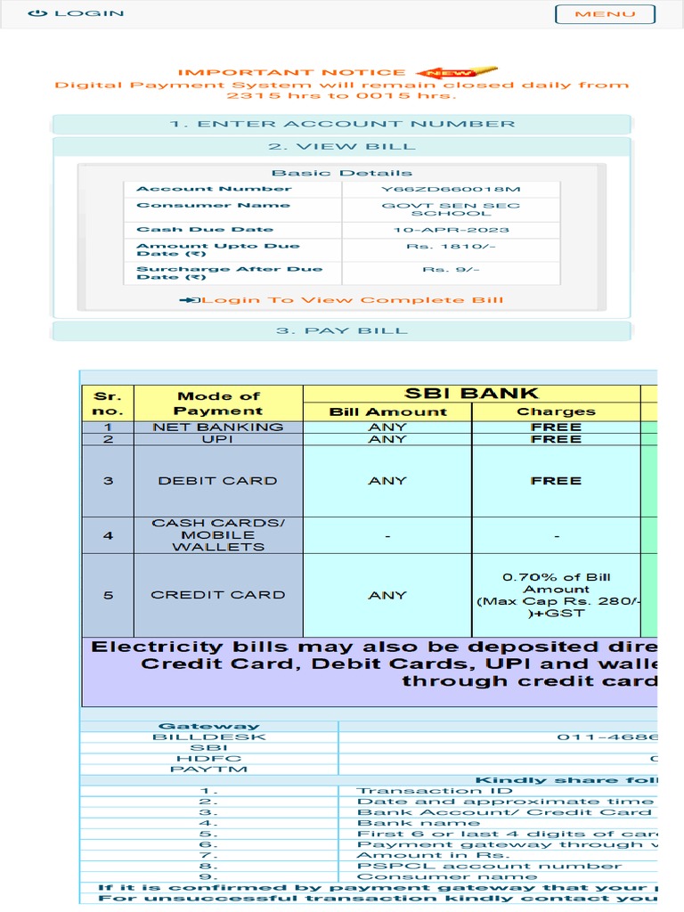 PSPCL Portal For Electricity Bill Payments New | PDF