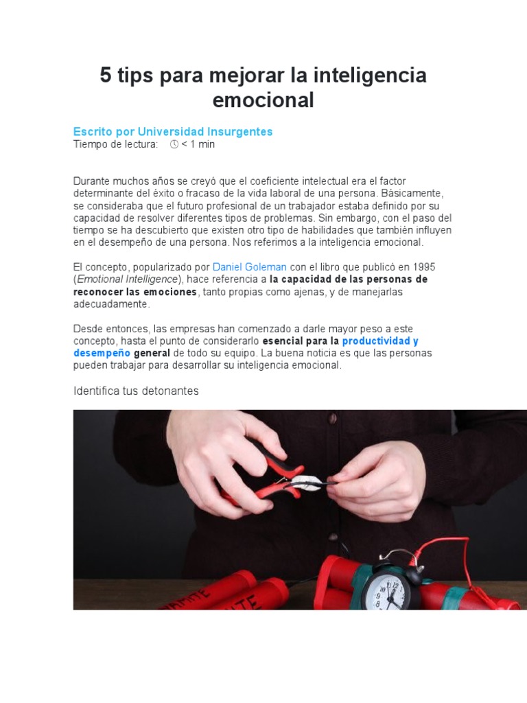 5 Tips para Mejorar La Inteligencia Emocional | PDF | Las emociones | Inteligencia