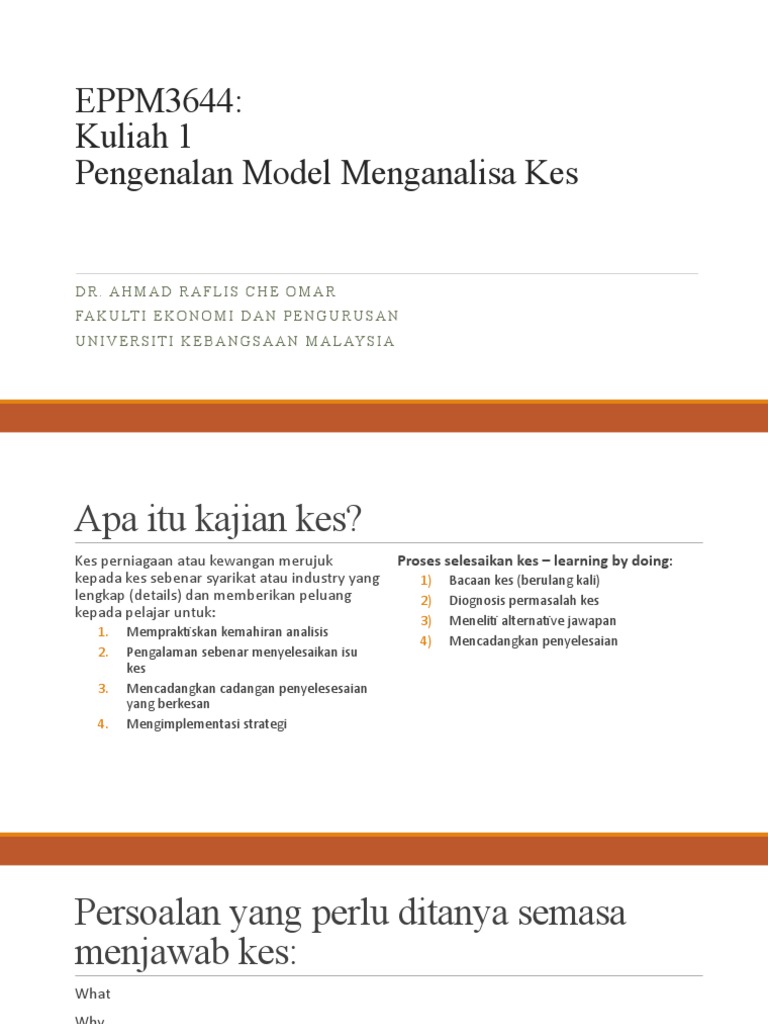 Kuliah 1 Model Menganalisa Kes EPPM3644 | PDF