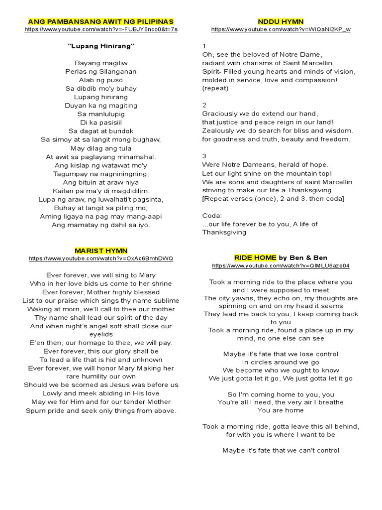 BATCH 2023 Graduation Songs | PDF