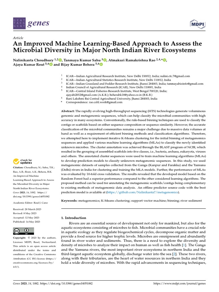 An Improved Machine Learning-Based Approach To Assess The Microbial ... An Improved Machine Learning-Based Approach To Assess The Microbial ...