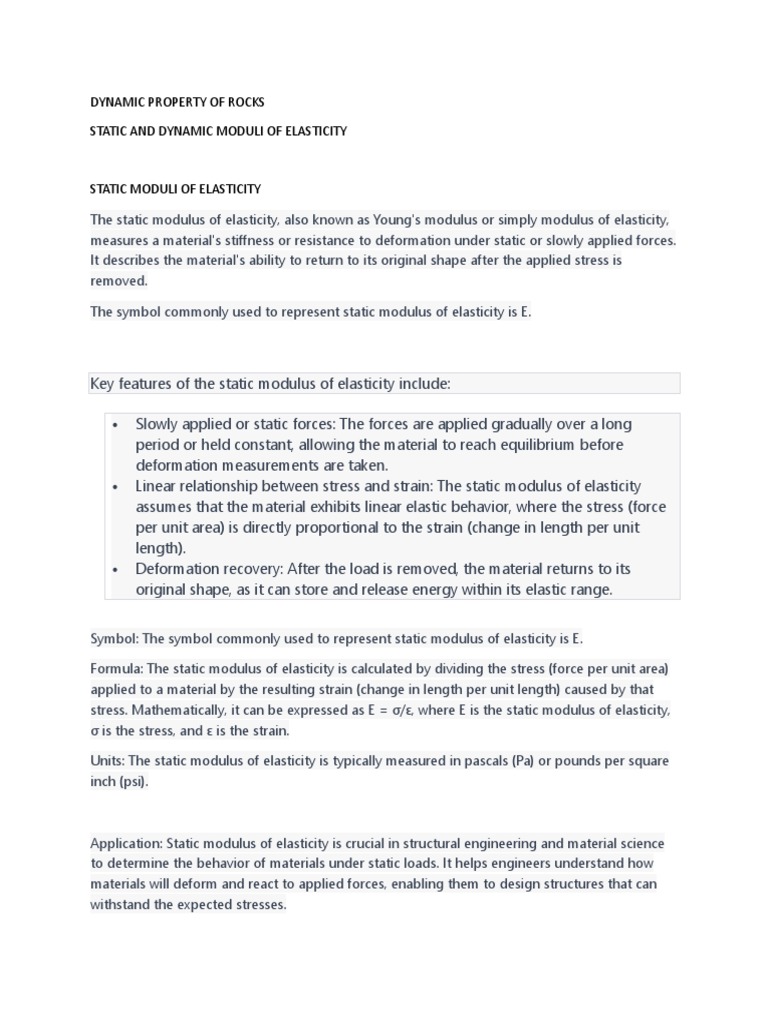 Dynamic Property of Rocks | PDF | Elasticity (Physics) | Young's Modulus