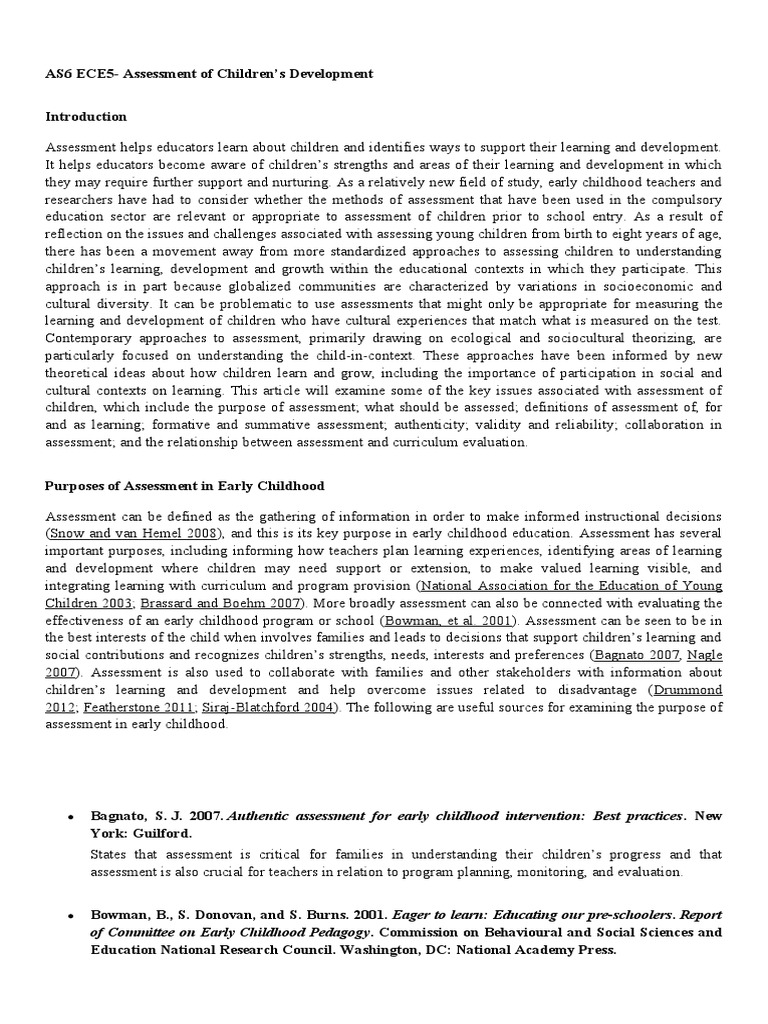 Assessment Activity BECED 2C | PDF | Educational Assessment | Early ...