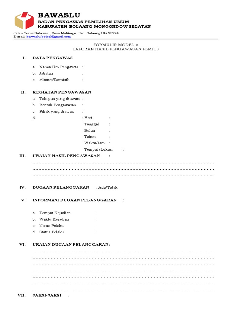 Format LHP Pengawasan Pemilu Bawaslu | PDF | Pengelolaan Keuangan & Uang