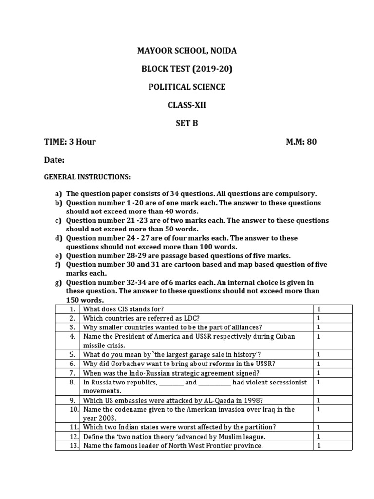 Block Test Pdf Cold War Indian National Congress