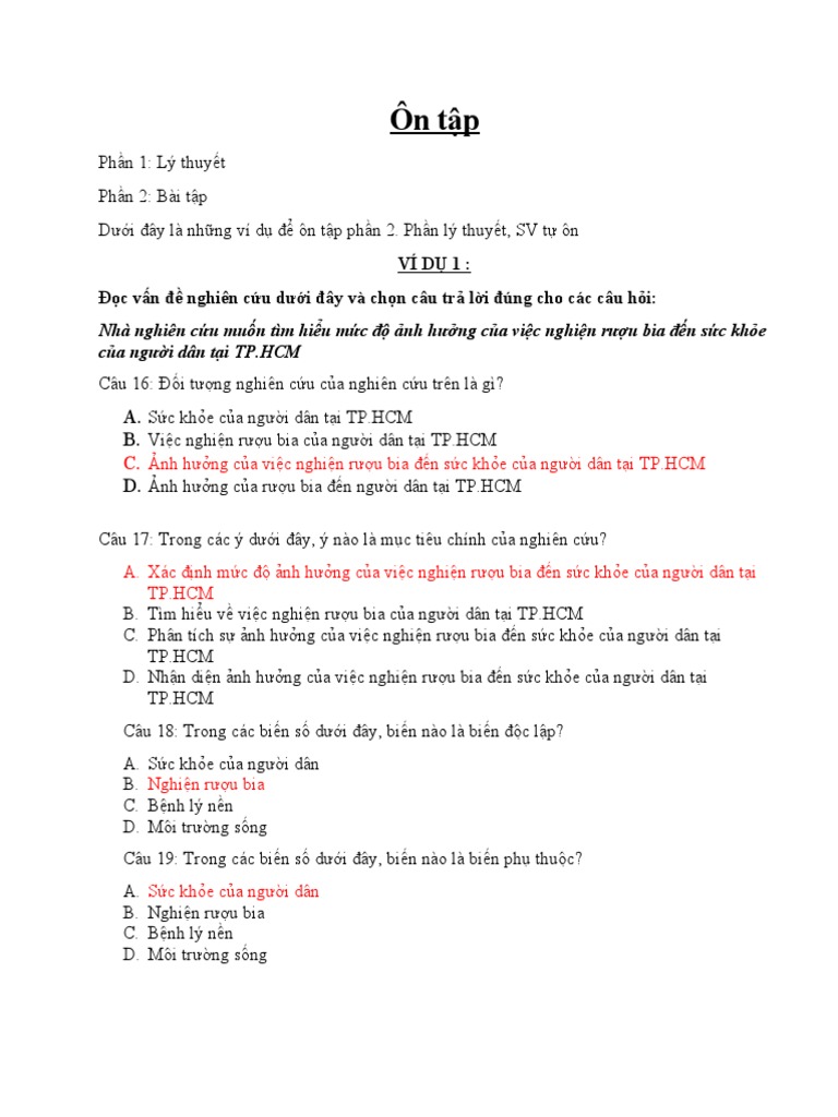 Bai Tap On Trac Nghiem - SV | PDF