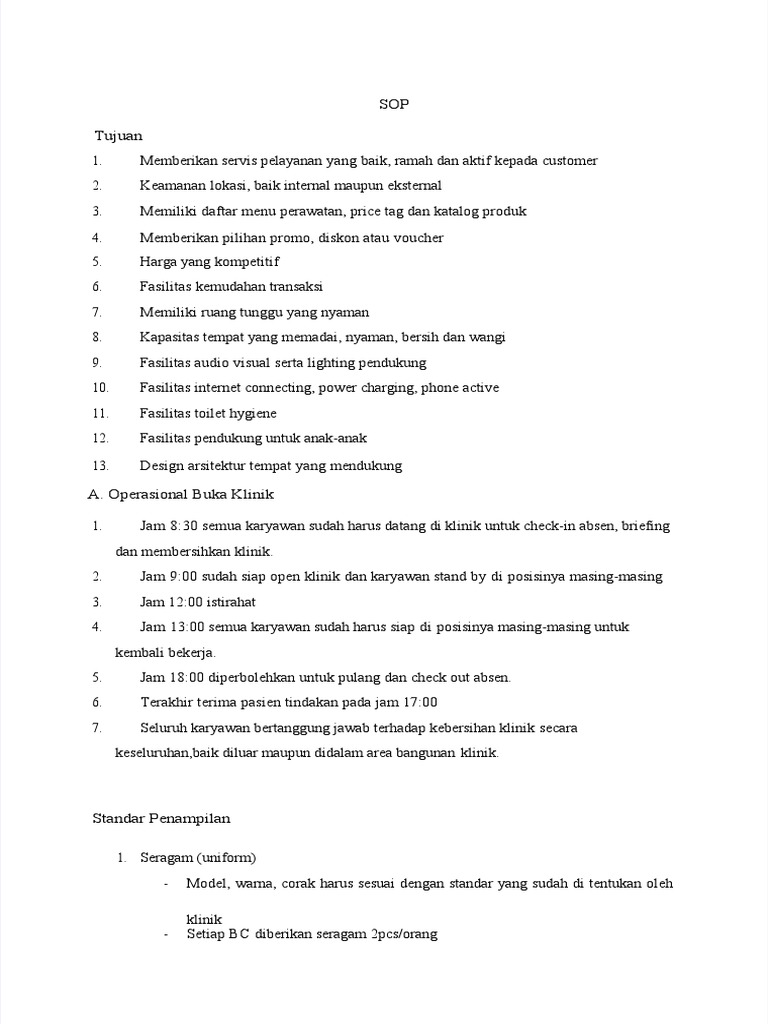 Sop Klinik | PDF