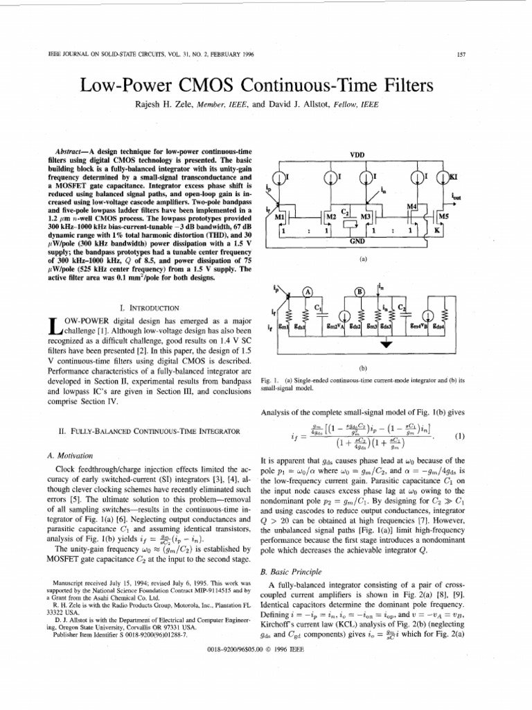 Low-Power CMOS Filter Design | PDF | Low Pass Filter | Amplifier