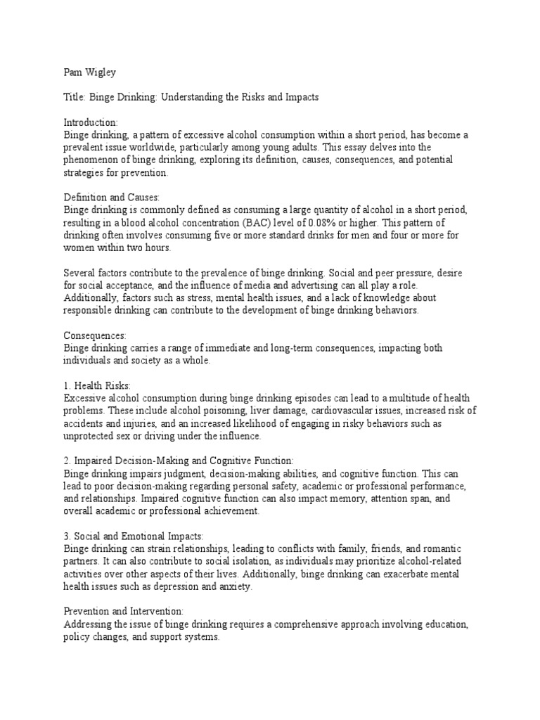 Wigley - Binge Drinking | PDF | Alcohol Abuse | Behavioural Sciences
