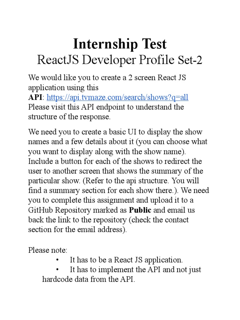 ReactJS Test Freshers | PDF