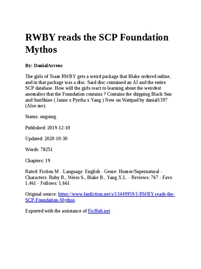 RWBY Reads The SCP Foundation Mythos by DanialArceus-RGKmPJkf | PDF ...