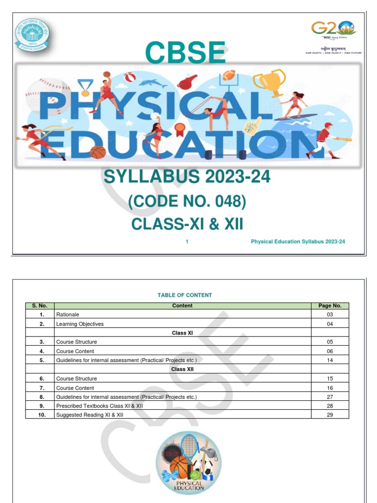 PhysicalEducation SrSec 2023-24 | PDF | Anatomical Terms Of Motion | Physical Education
