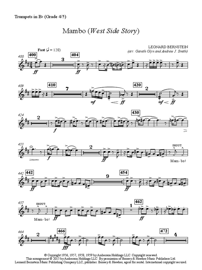 Mambo Arr Gareth Glyn gd4-5 Trumpets in BB Grade 4 5 | PDF