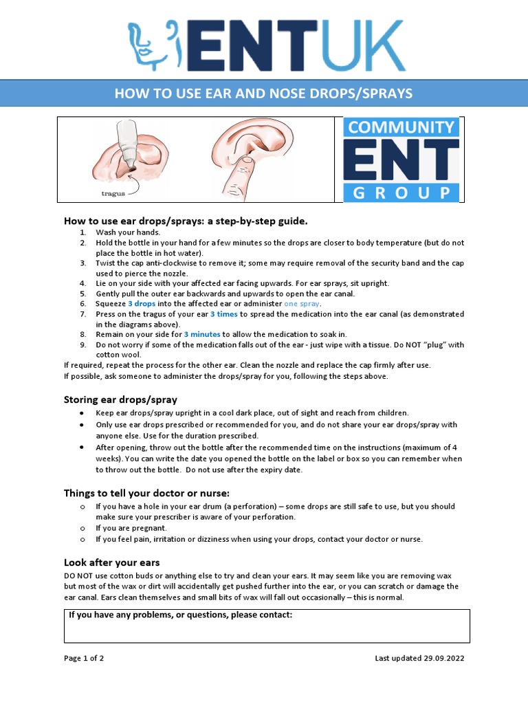 Ear and Nose Drop Leaflet Final | PDF | Human Nose | Topical Medication