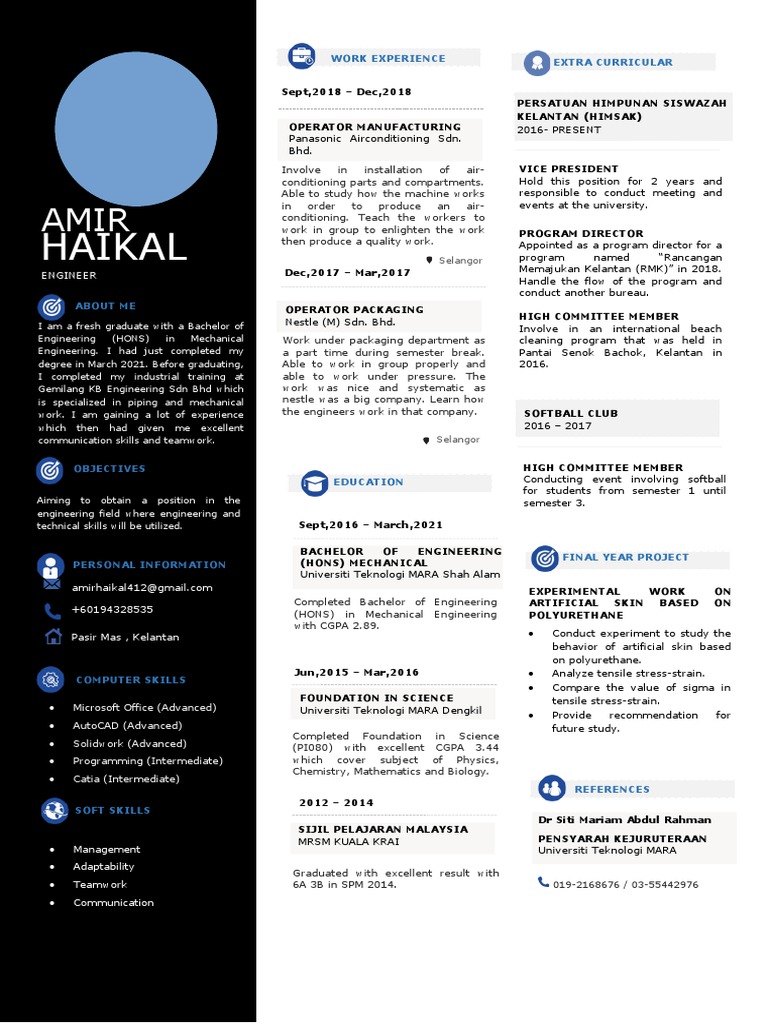 Amir Haikal Resume | PDF | Science