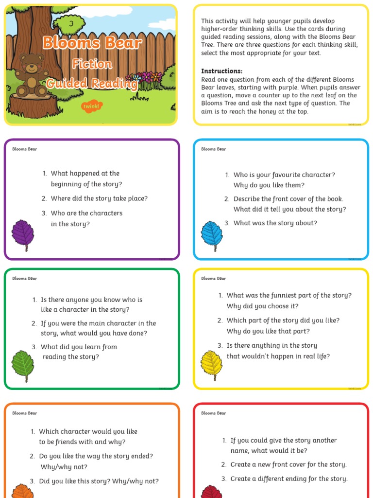 Guided Reading with Blooms Bear Cards | PDF | Learning | Behavior ...