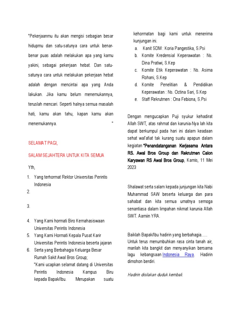 Draft MC Awal Bros Group | PDF | Kesehatan Holistik