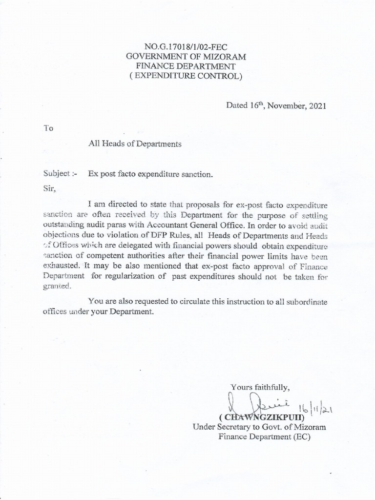 Ex Post Facto Expenditure Sanction | PDF