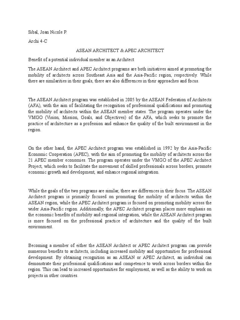ASEAN vs. APEC | PDF | Asia Pacific Economic Cooperation | Architect