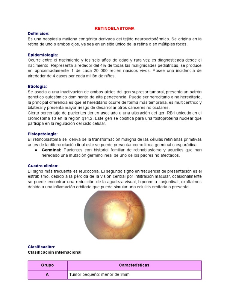 Retinoblastoma | PDF | Medicina CLINICA | Especialidades Medicas