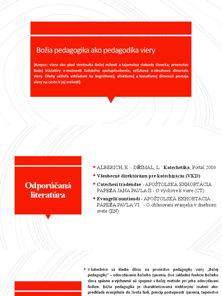 Božia Pedagogika Ako Pedagogika Viery | PDF