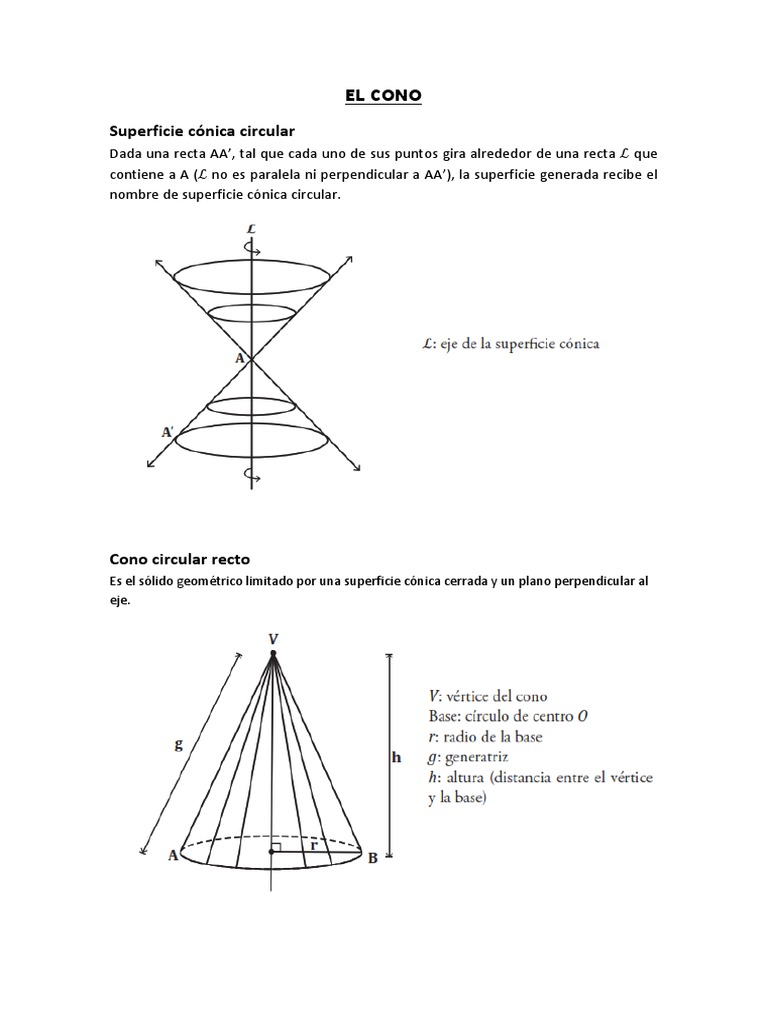Área y Volumen del Cono Circular Recto | PDF | Geometría euclidiana ...