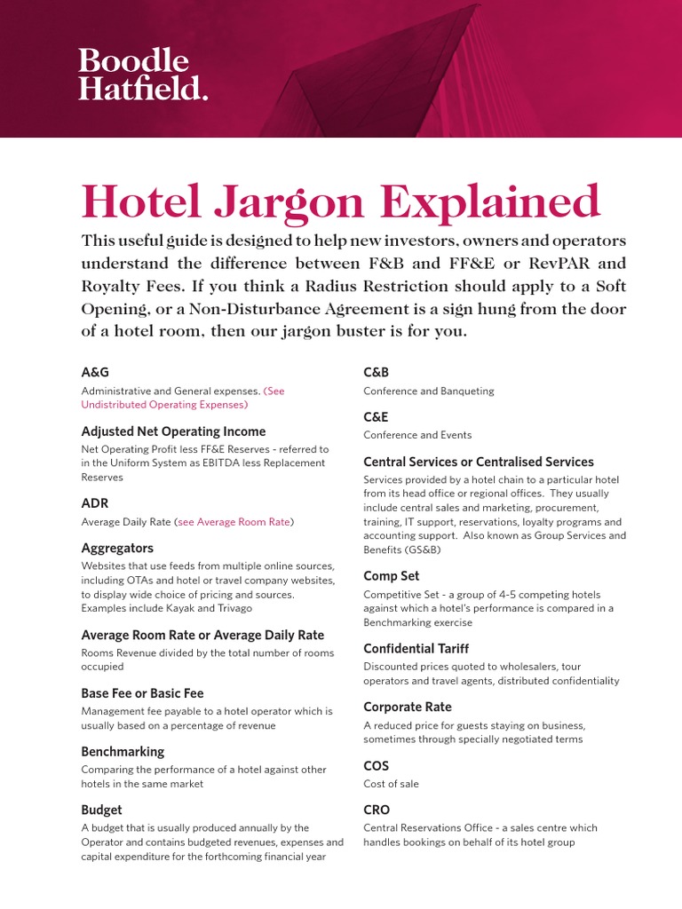 Hotel Jargon Buster | PDF | Revenue | Expense