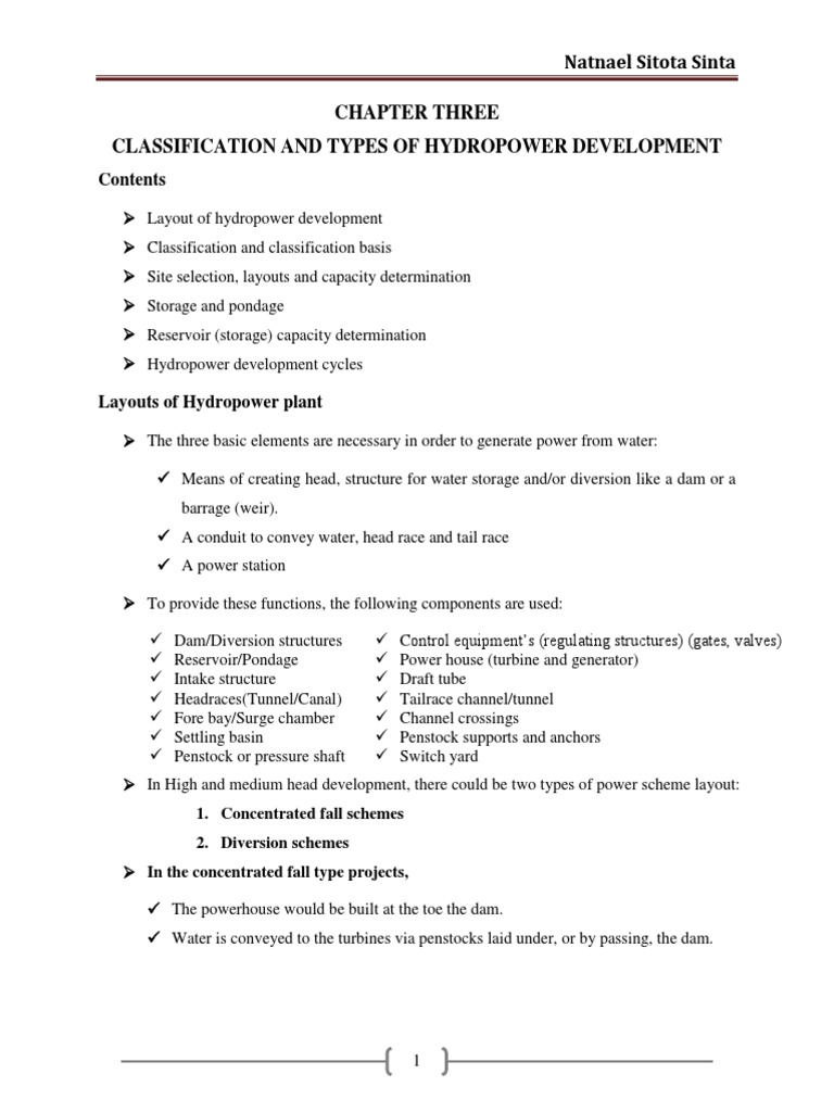 Classification and Types of Hydropower Development | Download Free PDF ...