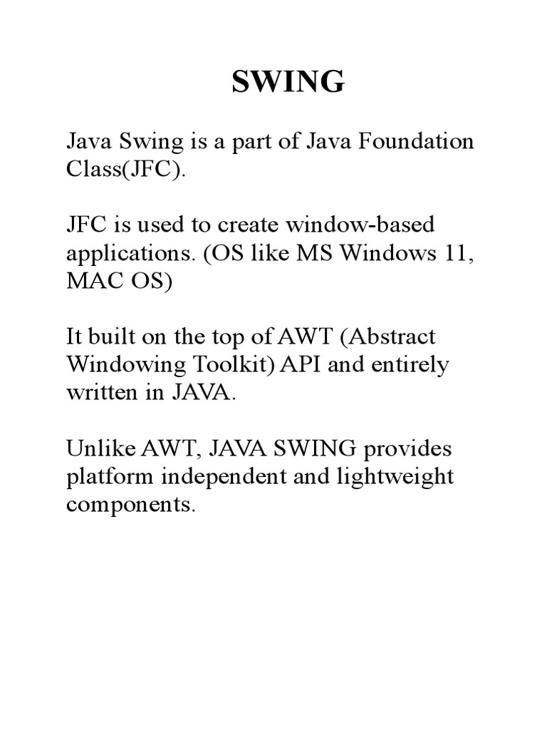 SWING | PDF | Computer Science | Computer Libraries