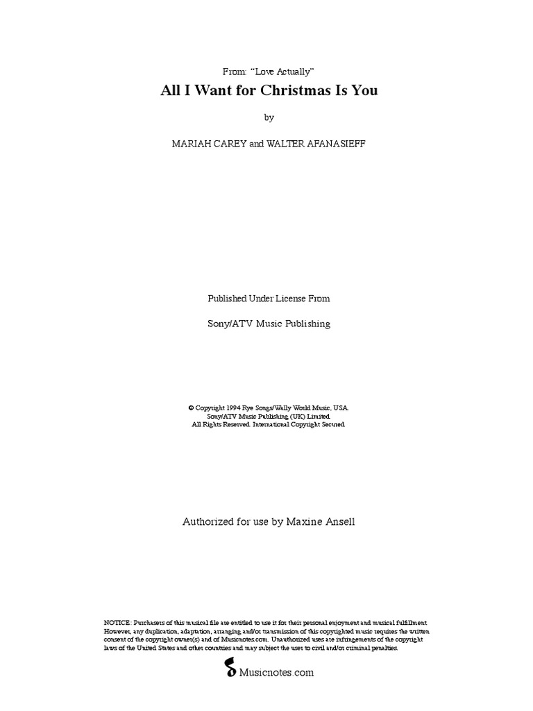 All I Want For Christmas | PDF | Intellectual Works | Copyright Law