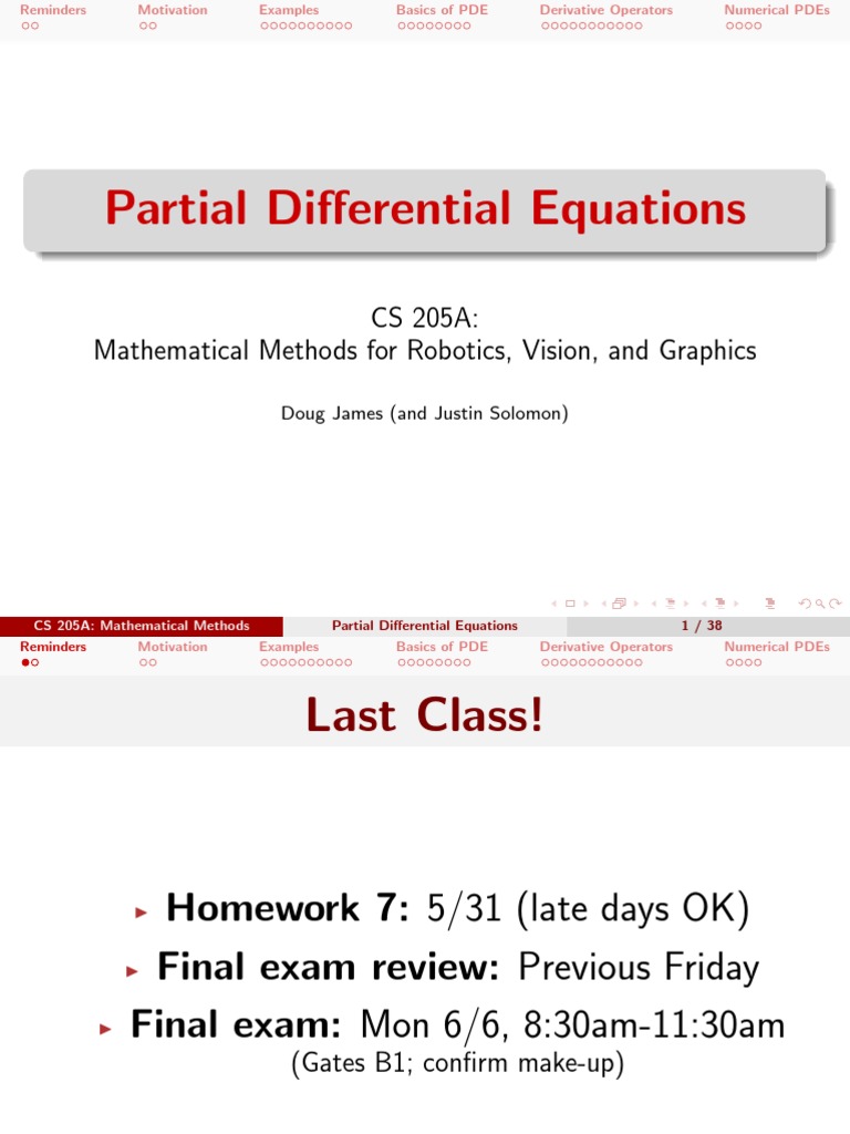 Partial Differential Equations: CS 205A: Mathematical Methods For ...