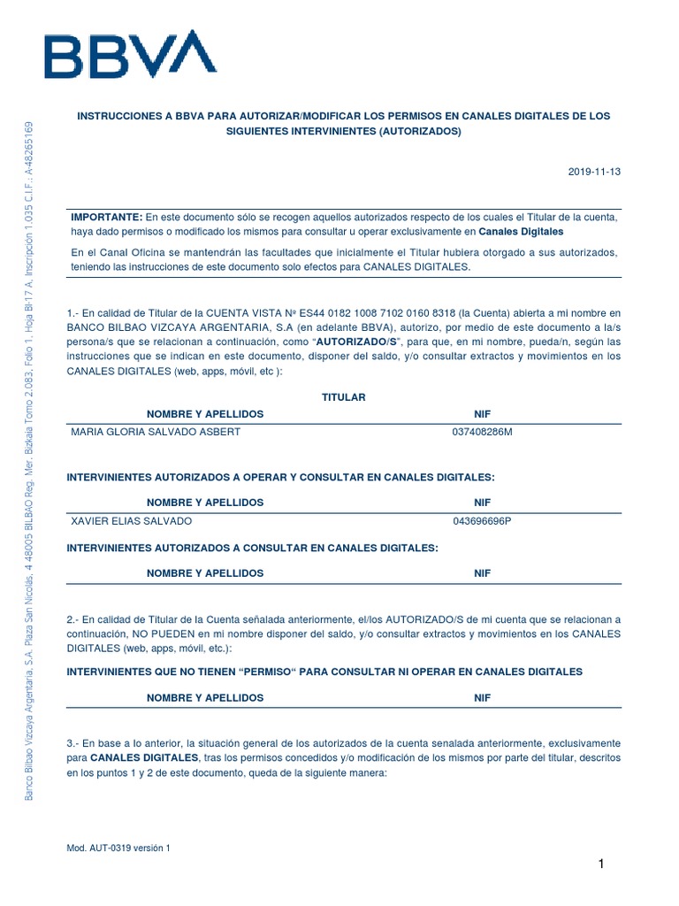 Autorizado BBVA | PDF