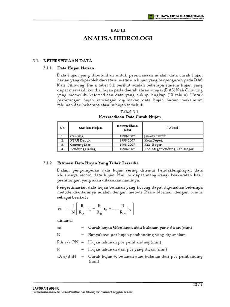 Bab 3. Analisa Hidrologi - Manggarai | PDF