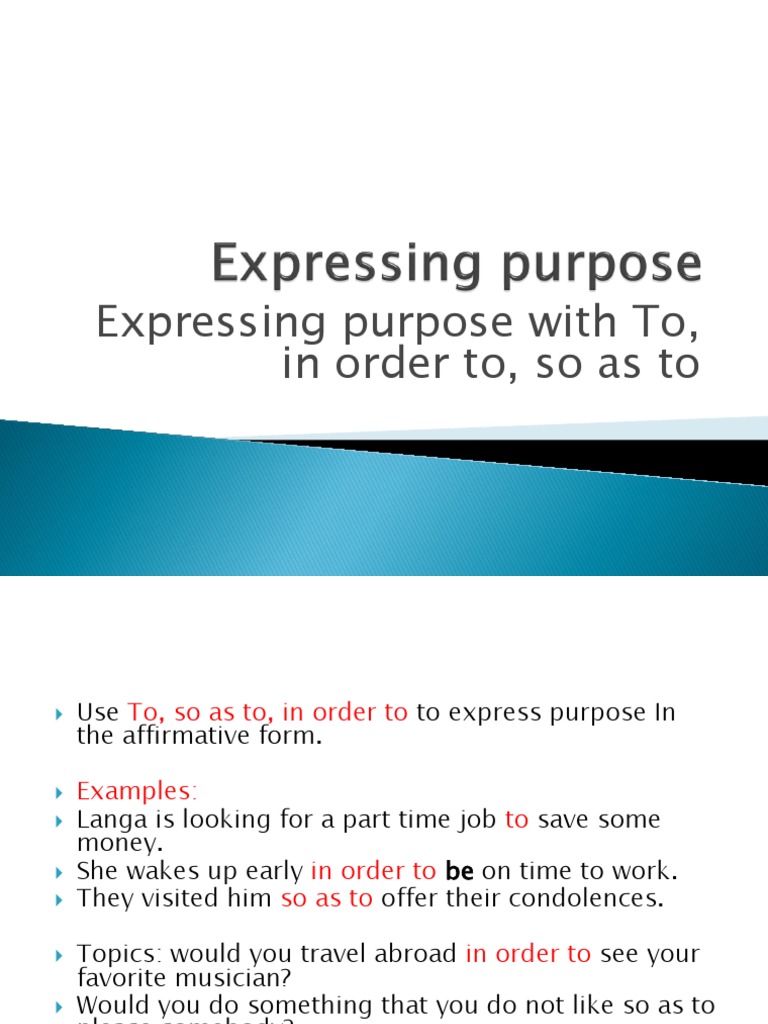 Expressing Purpose | PDF