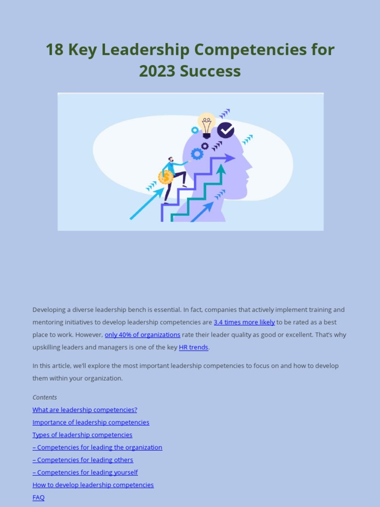 18 Key Leadership Competencies For 2023 Success | PDF | Leadership ...