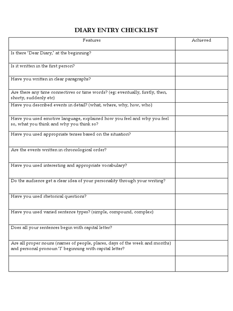 Diary Entry Writing Guide | PDF | Career & Growth | Language Arts ...