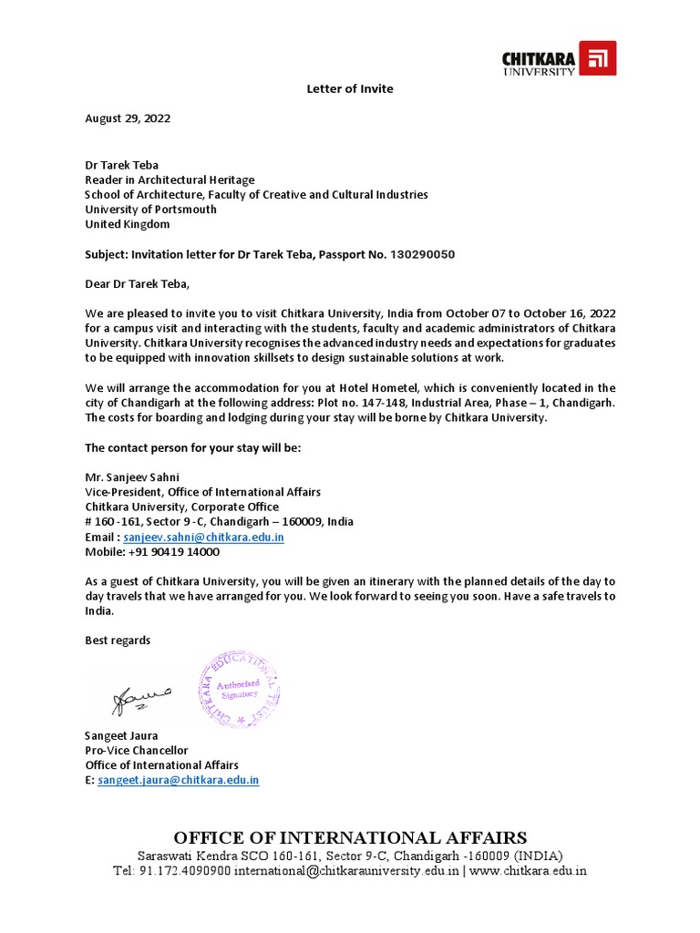 GW 2022 - Invite Letter DR Tarek Teba | PDF