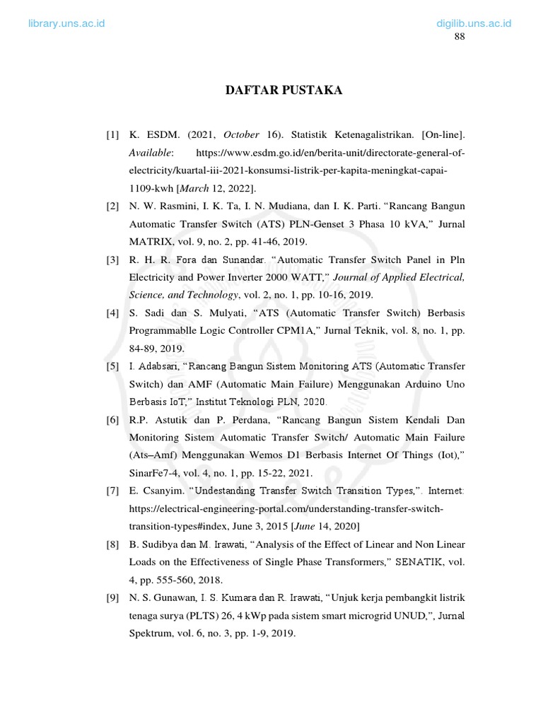 Daftar Pustaka Ats Amf | PDF | Electrical Engineering | Electric Power