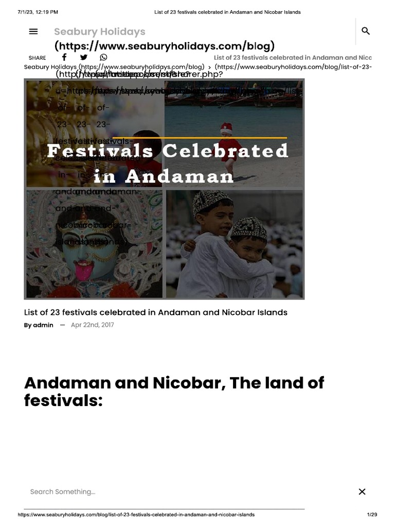 List of 23 Festivals Celebrated in Andaman and Nicobar Islands | PDF