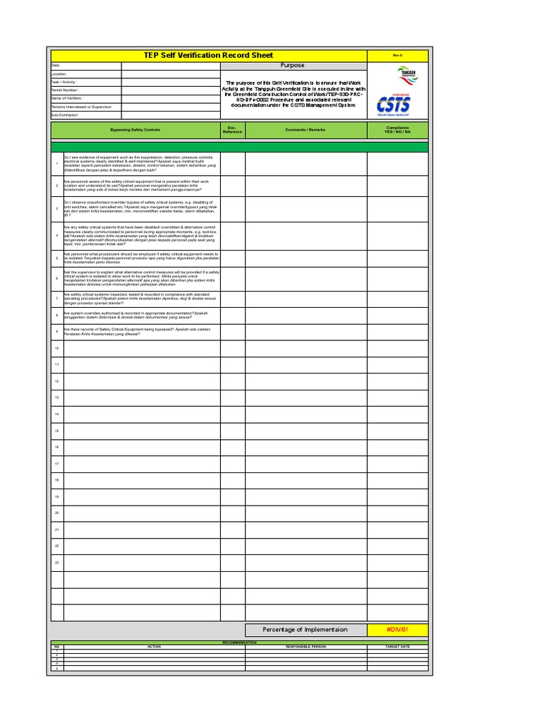 LSR SV Form Checklists 23 March 2022 | PDF | Safety