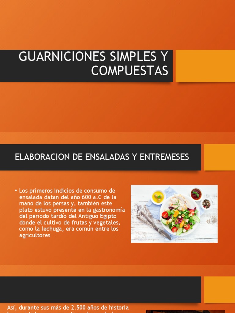 Guarniciones Simples y Compuestas | PDF | ensalada | Pasta
