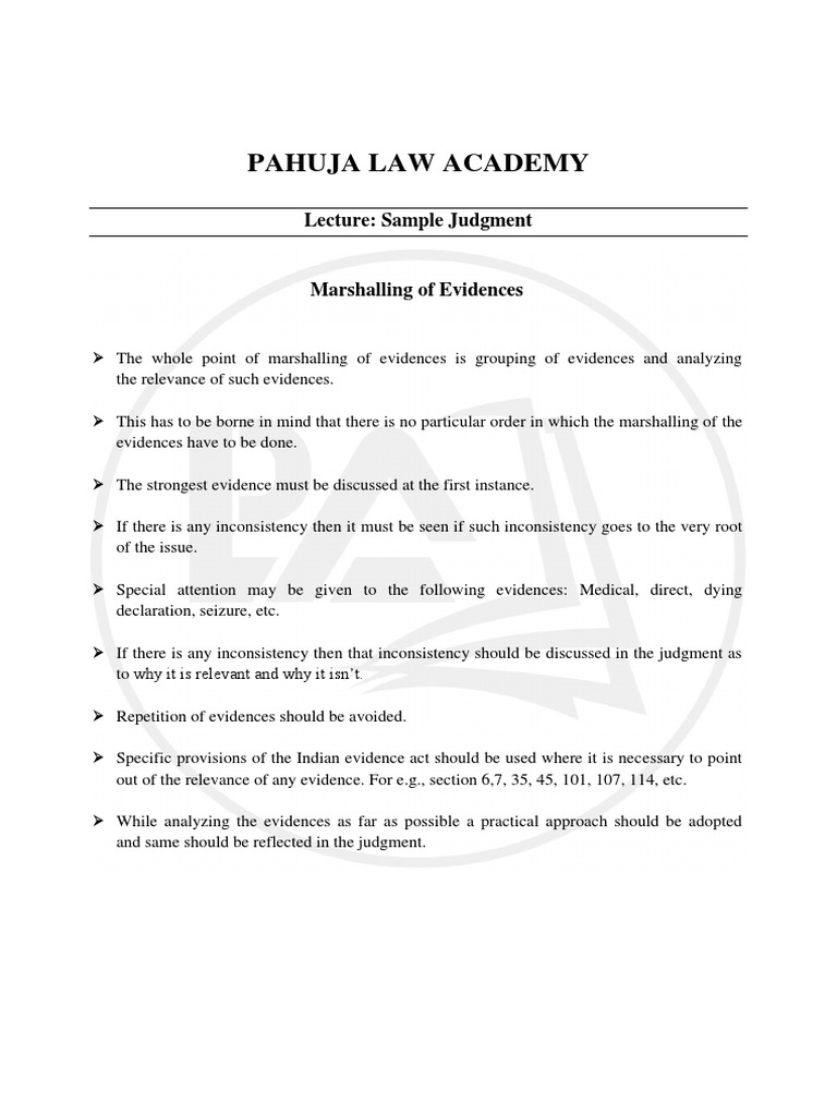 Marshalling Evidence in Criminal Judgments | PDF | Evidence (Law) | Plea