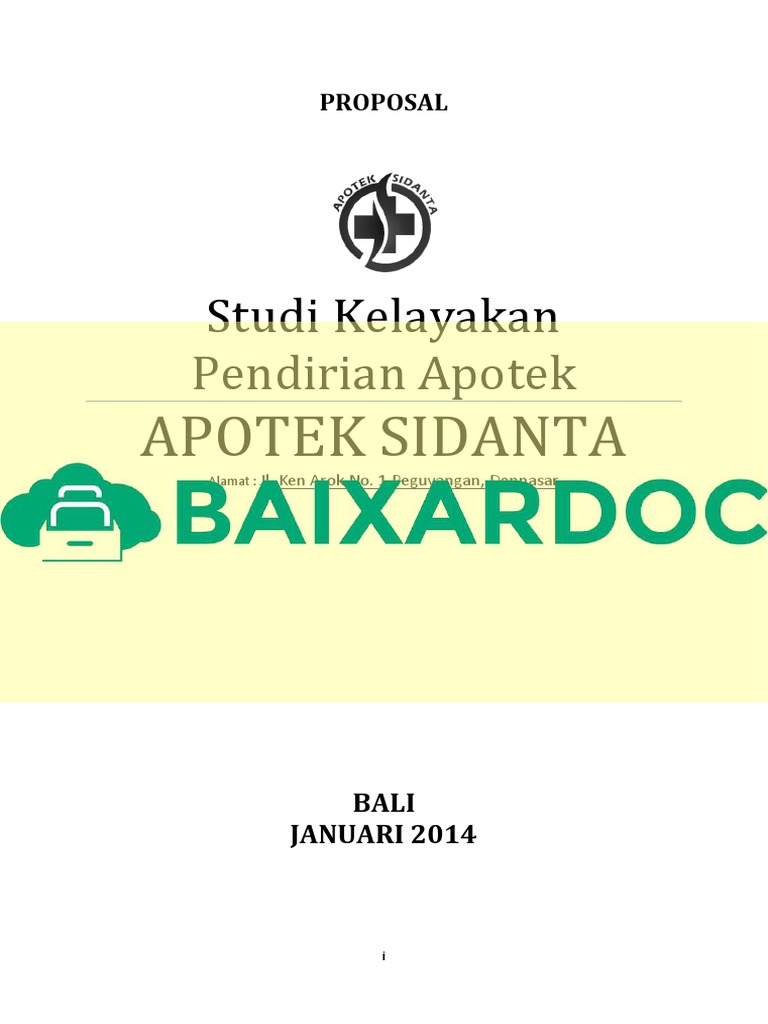 Proposal Studi Kelayakan Apotek | PDF